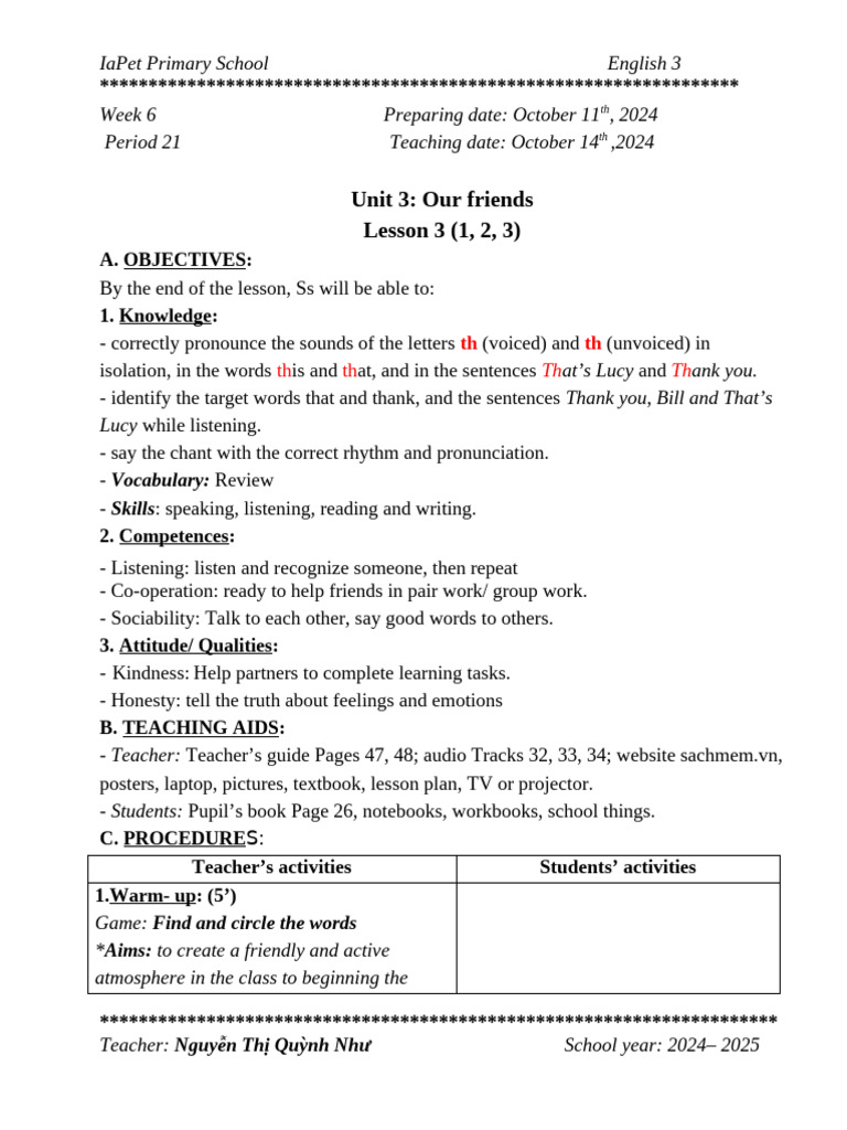 E3 WEEK 6 | PDF | Lesson Plan | Teachers