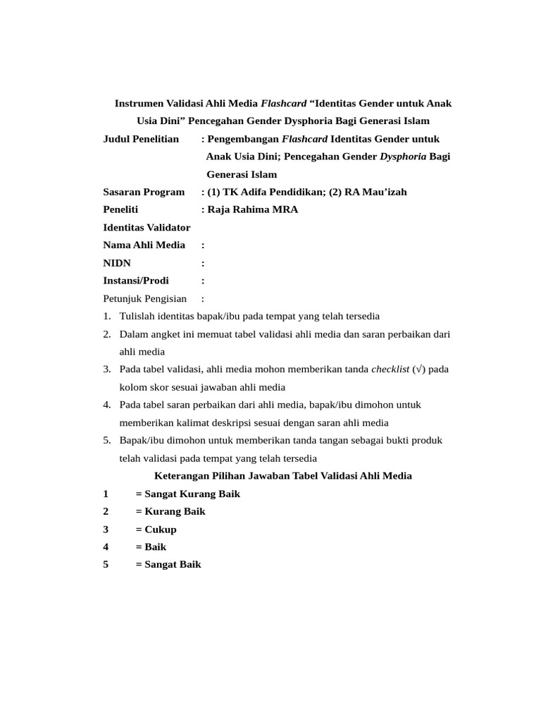 INSTRUMEN VALIDASI AHLI MEDIA | PDF