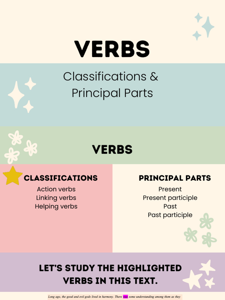 Q1 Verbs - Classifications and Principal Parts | PDF | Verb | Syntax