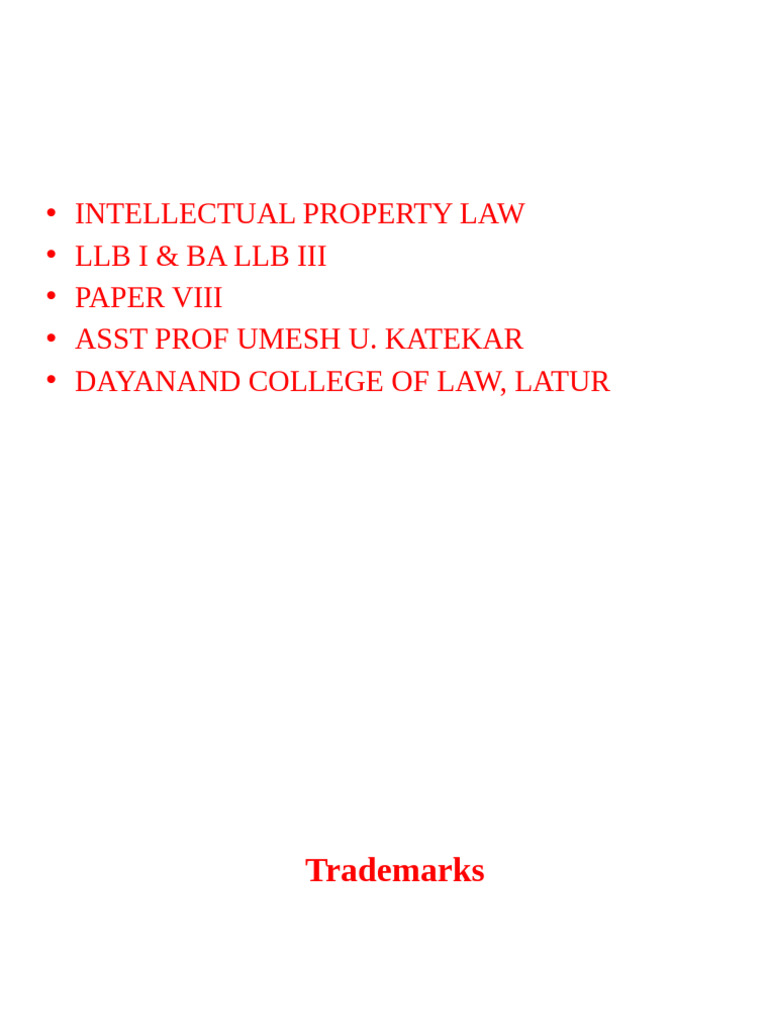 Unit III - Trademark Law | PDF | Trademark | Legal Remedy