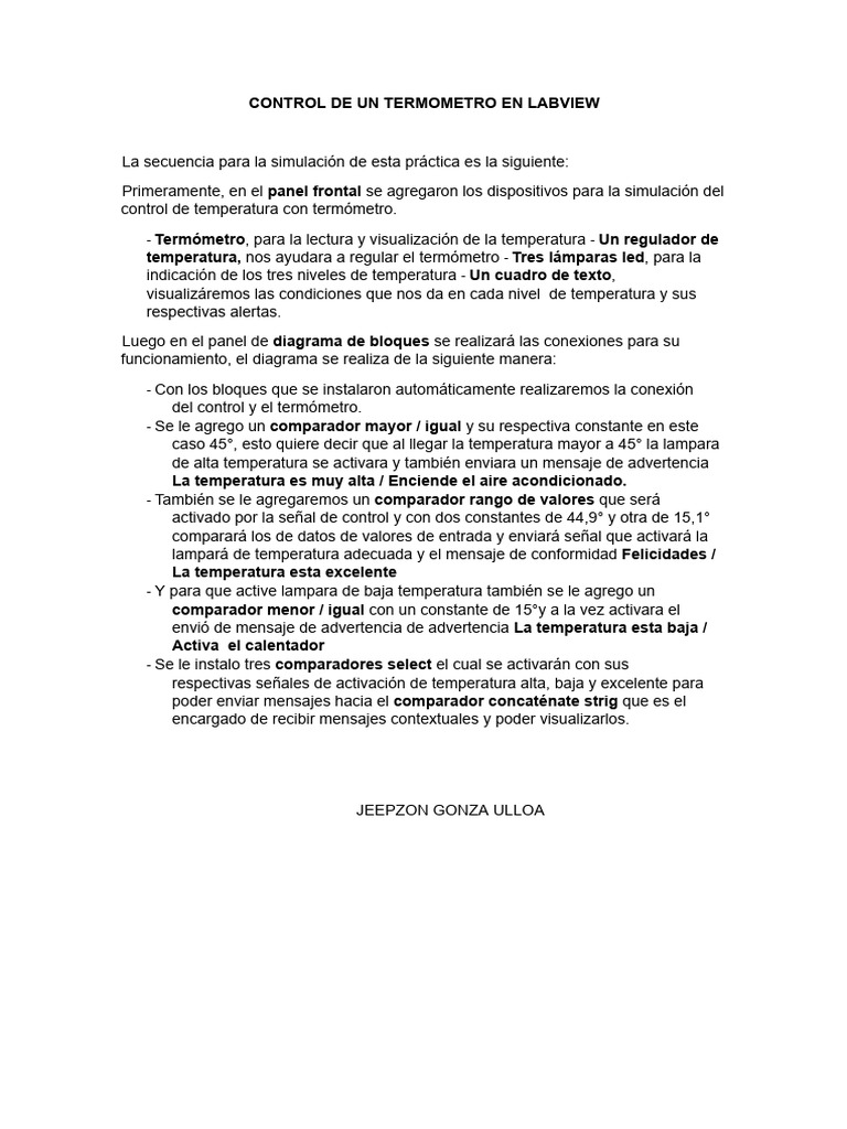 Control de Termómetro en LabVIEW | PDF
