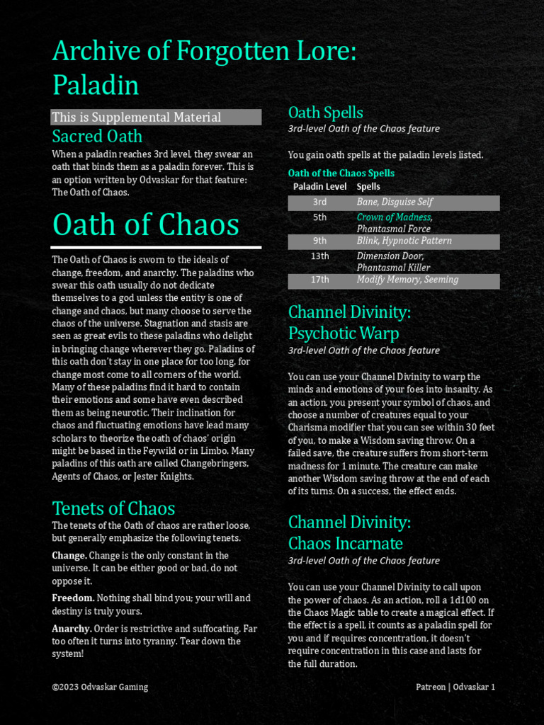 AoFL-Oath+of+Chaos | PDF | Gary Gygax Games | Dungeons & Dragons