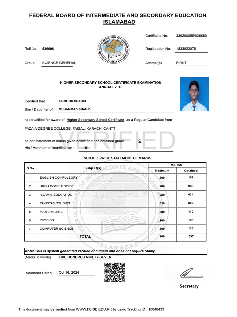 HSSC | PDF | Educational Stages