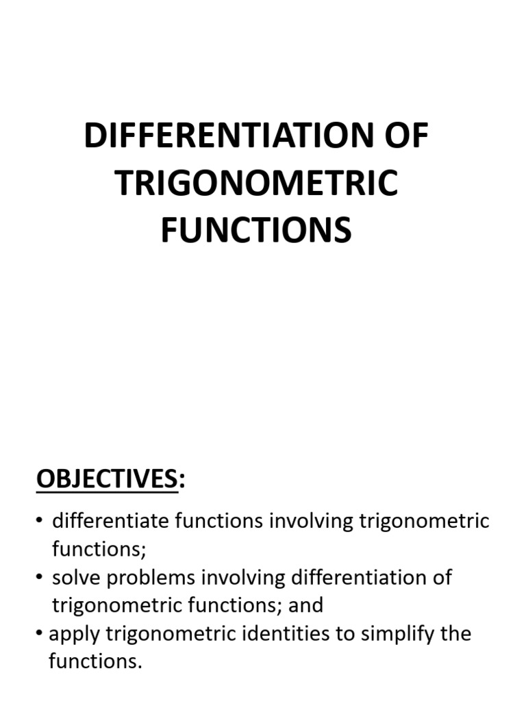 Differentiating Trigonometric Functions | PDF | Trigonometric Functions | Function (Mathematics)