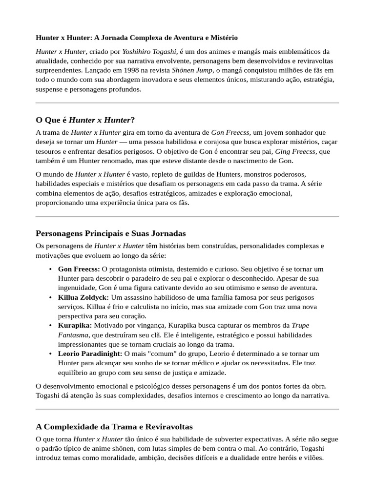 Hunter X Hunter Pdf