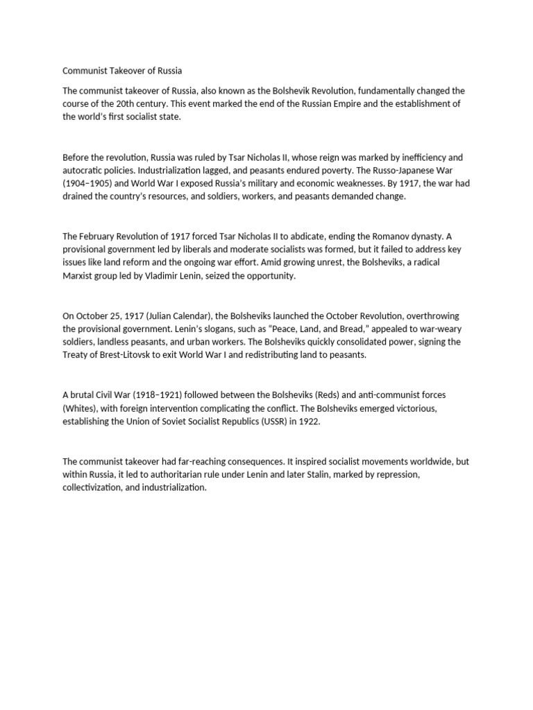 Bolshevik Revolution Overview | PDF
