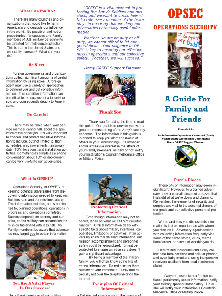 Army OPSEC Guide for Families | PDF | National Security | Securities