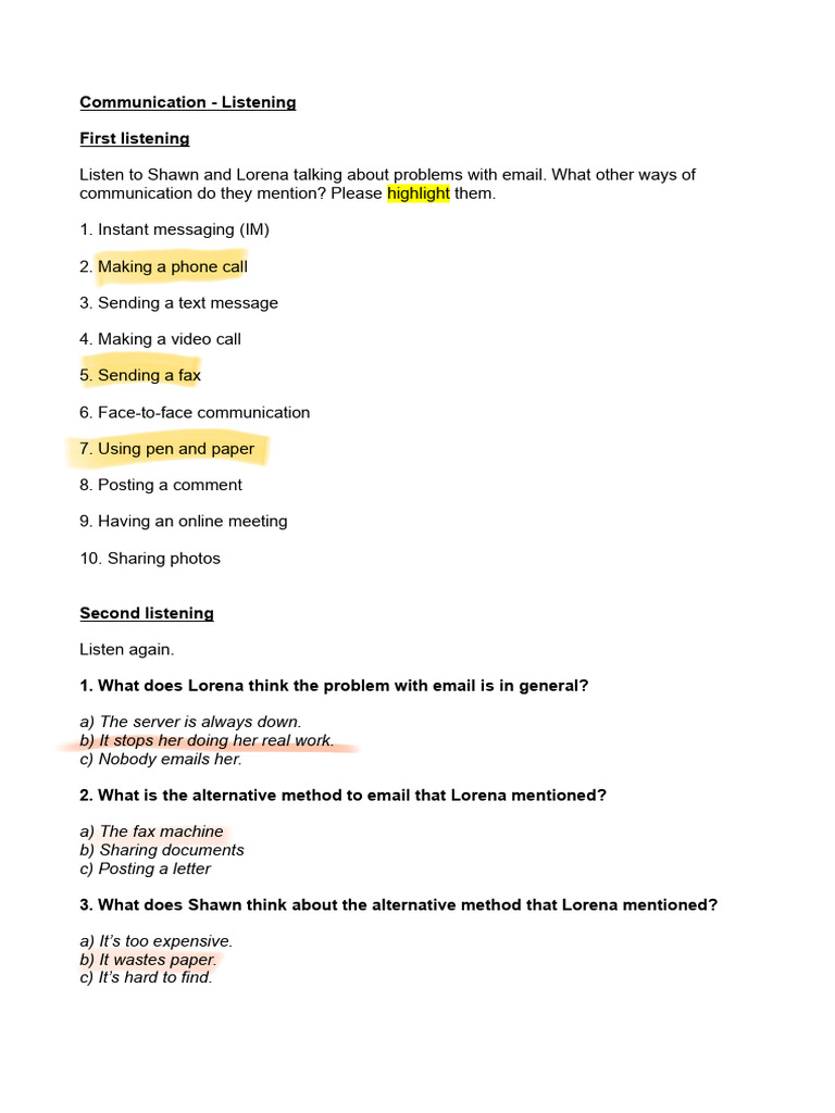Problems With Email - Listening | PDF
