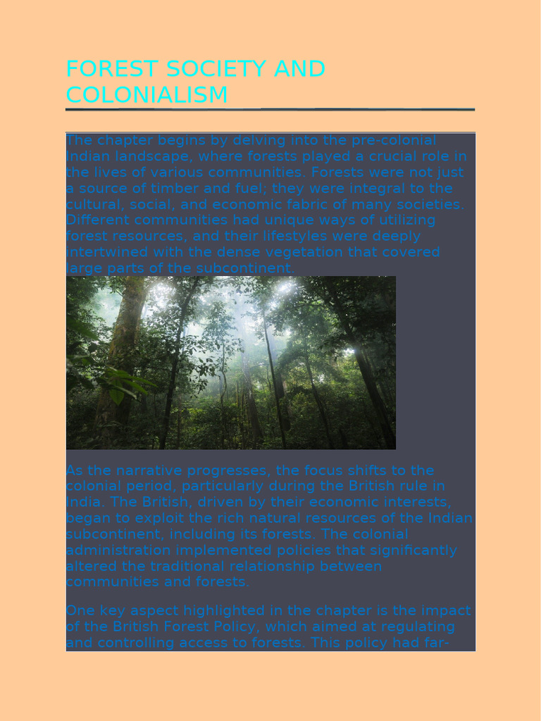 Forest Society and Colonialism | PDF | Forests | Forestry