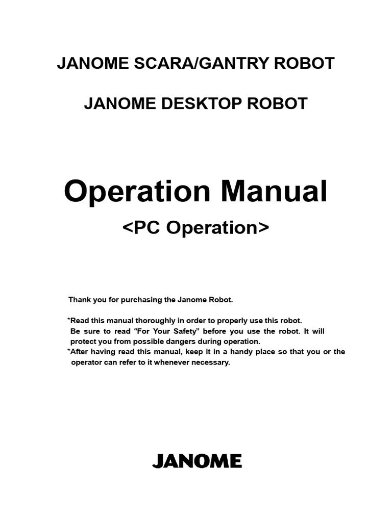Janome Robot Operation Manual | PDF | Installation (Computer Programs ...