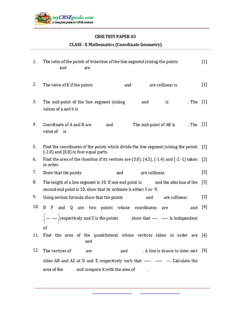 10 Mathematics Coordinate Geometry 03 | PDF | Line (Geometry) | Analytic Geometry