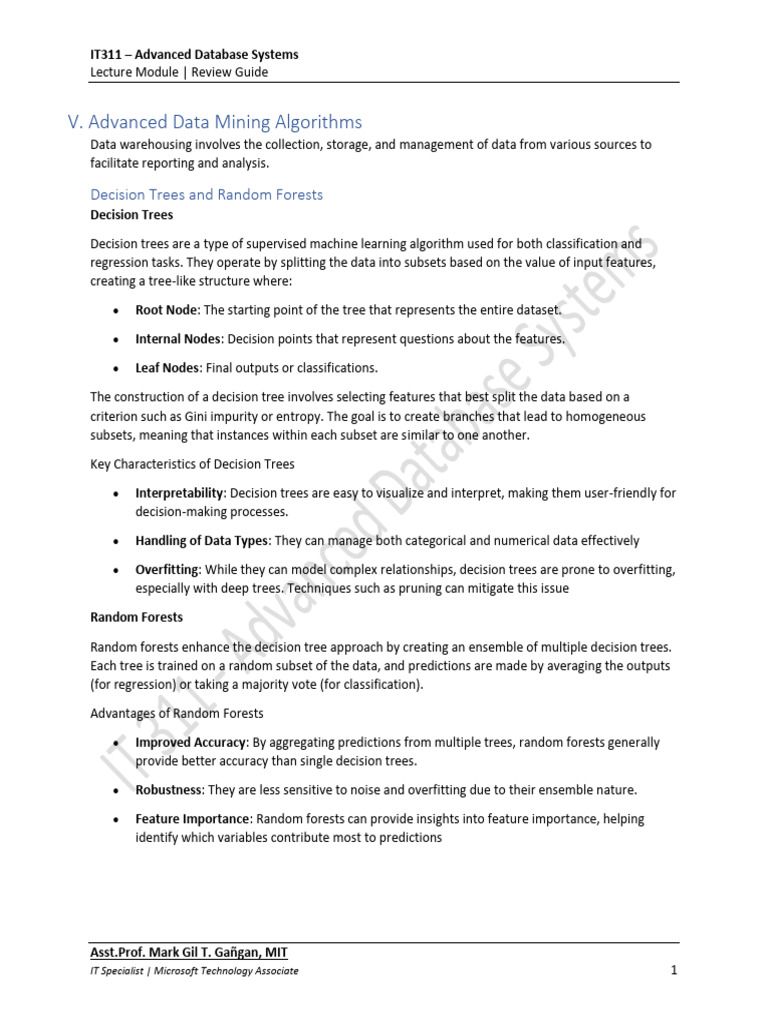 Midterm Topics - V Advanced Data Mining Algorithms | PDF | Deep Learning | Artificial Neural Network