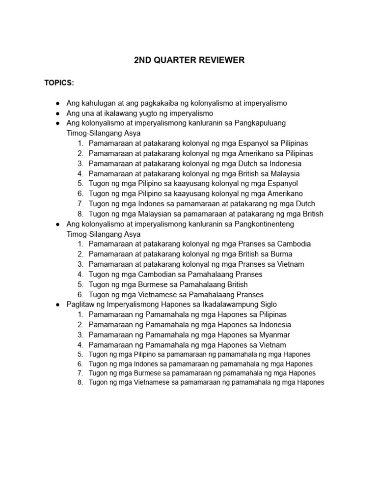 Grade 7 2ND Quarter Reviewer 1 | PDF