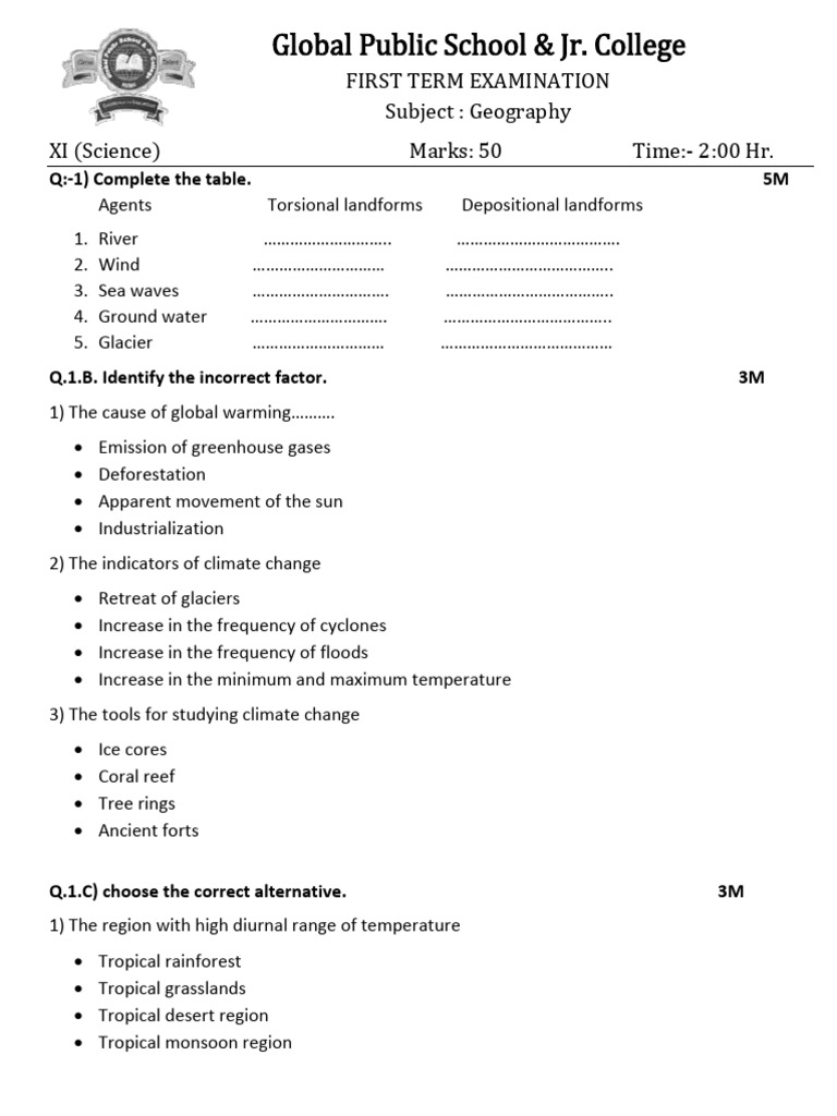 11th Geo English First Term | PDF | Climate Change | Climate