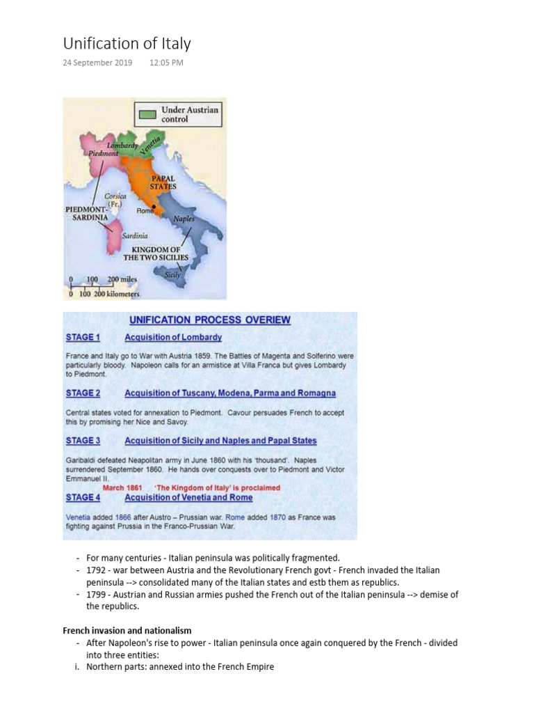 Unification of Italy | PDF