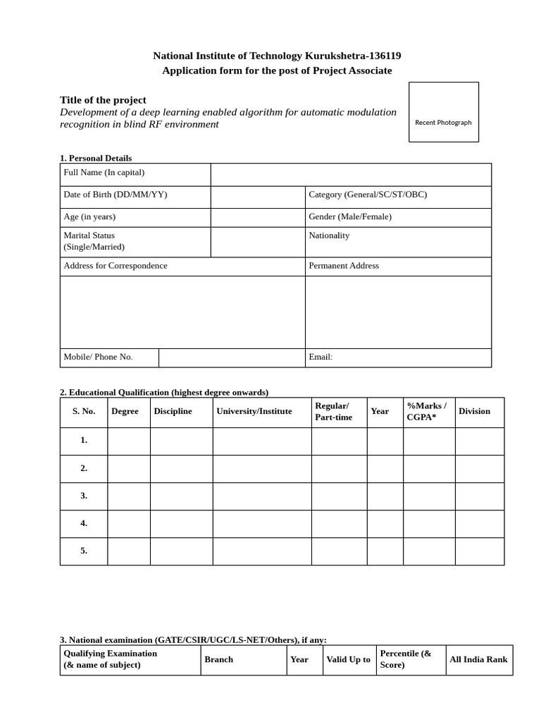 Application Form PA ISRO | PDF