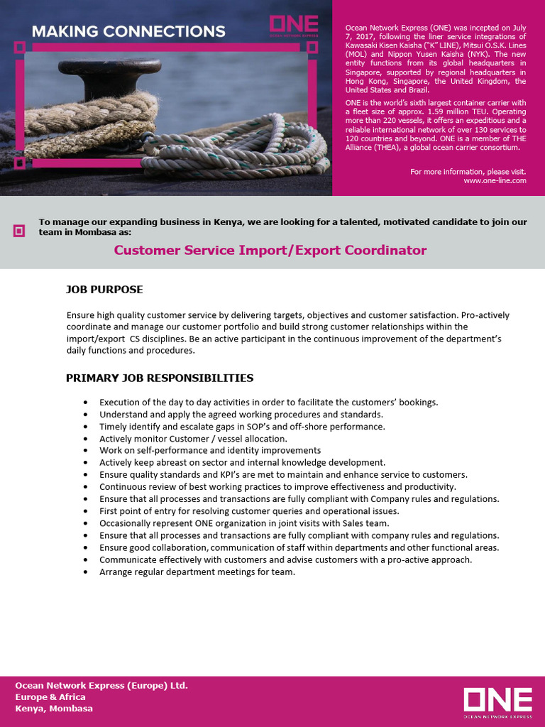 DocumentCustomer Service Import Export Coordinator | PDF | Business