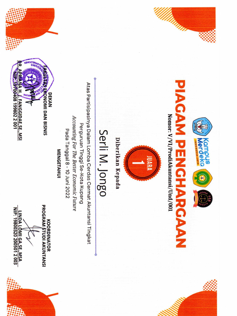 Sertifikat Juara Serli | PDF