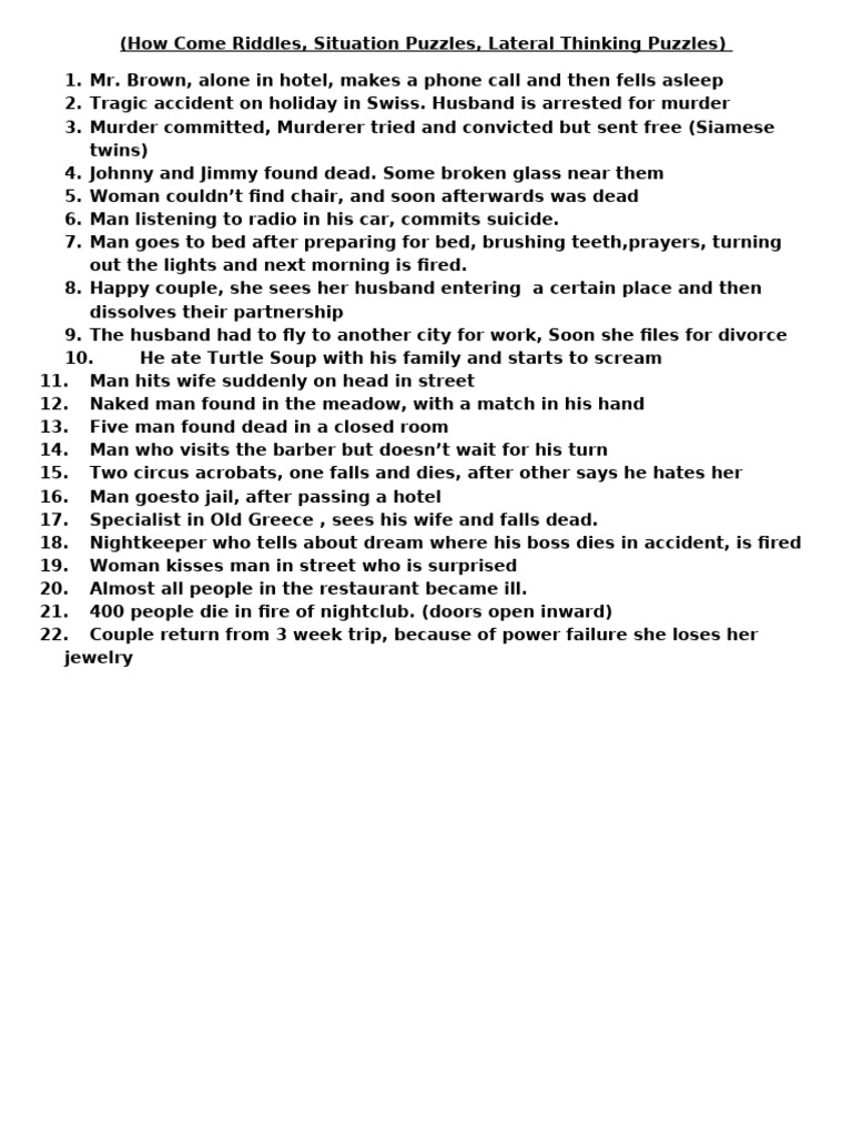 Situation Puzzles | PDF