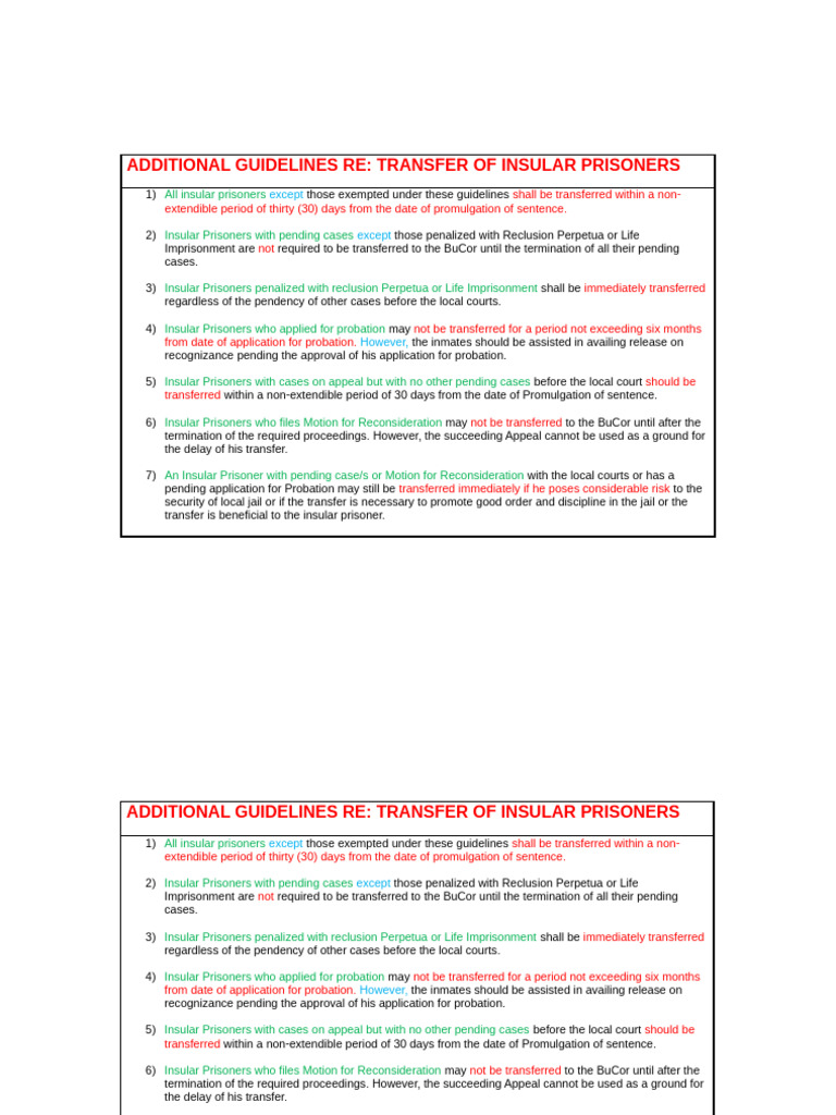 Guidelines for Insular Prisoner Transfers | PDF | Probation | Prison