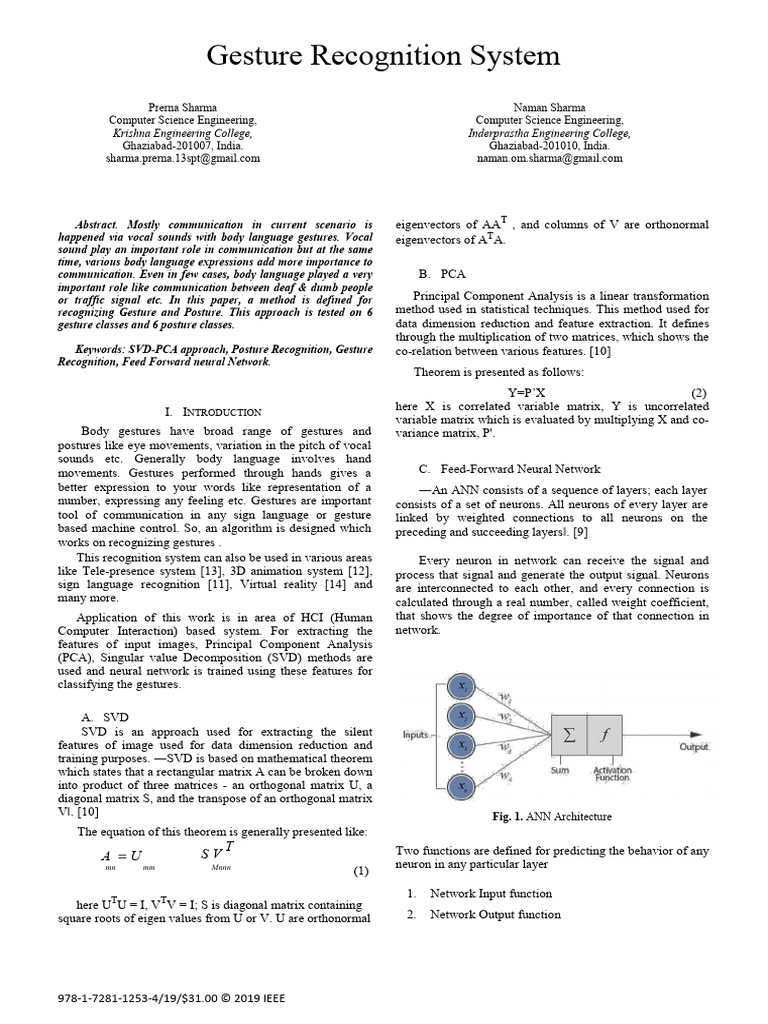 Gesture Recognition System | PDF | Principal Component Analysis ...