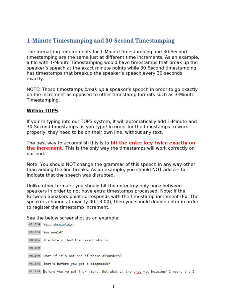 Timestamp Instructions - 1 Minute Timestamping and 30 Second Timestamping | PDF | Computer ...