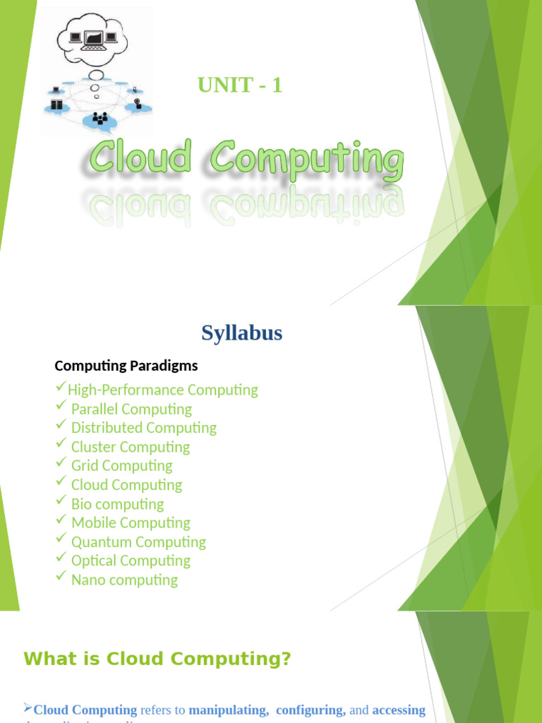 CLOUD COMPUTING UNIT - 1 | PDF | Supercomputer | Central Processing Unit