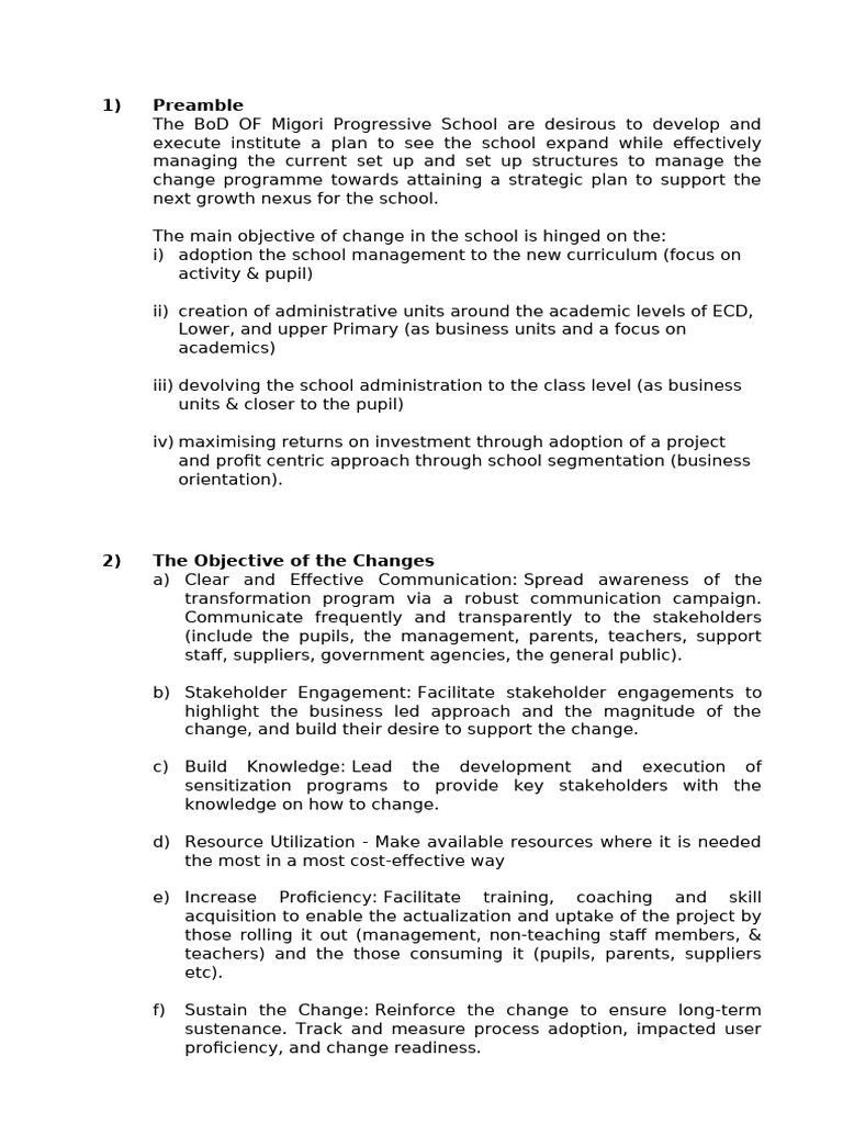 00 Proposal School Restructuring Migori | PDF | Leadership | Evaluation