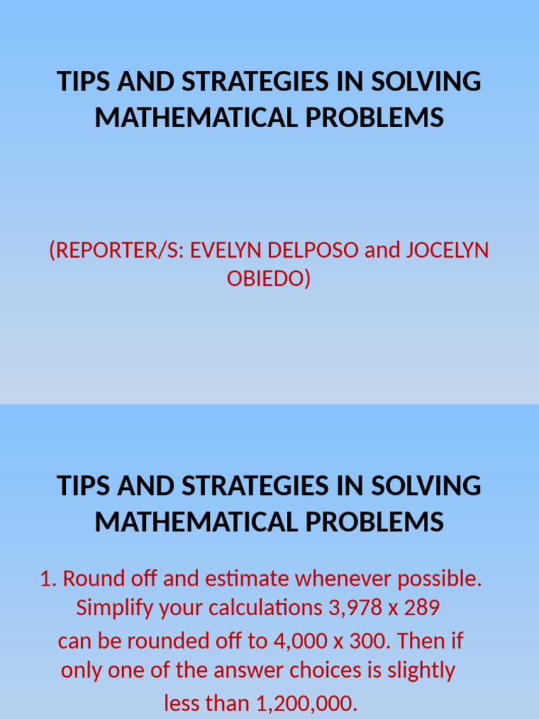 Effective Strategies for Math Problem Solving | PDF | Numbers | Mathematics