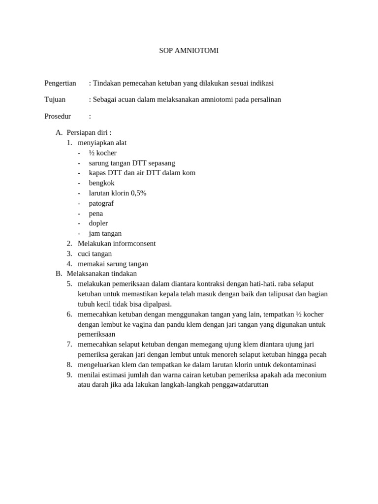 Sop Amniotomi | PDF