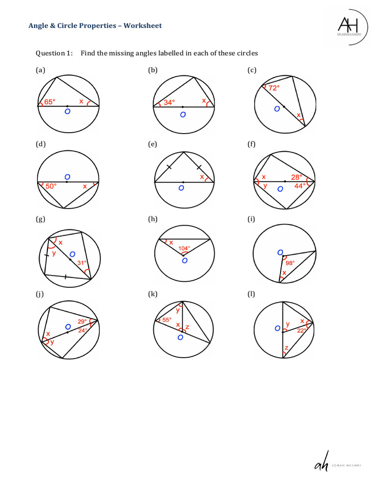 Circle-Theorem Complete Unsolved | PDF | Circle | Trigonometric Functions