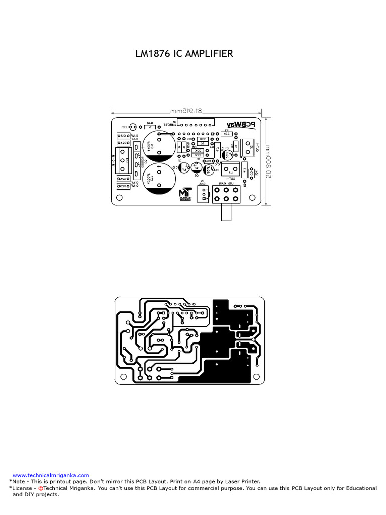 LM1876 Amplifier PCB Layout Guide | PDF | Electrical Engineering ...
