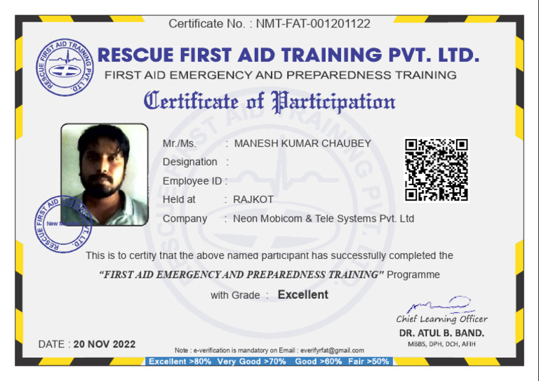 First Aid Emergency Training Certificate | PDF