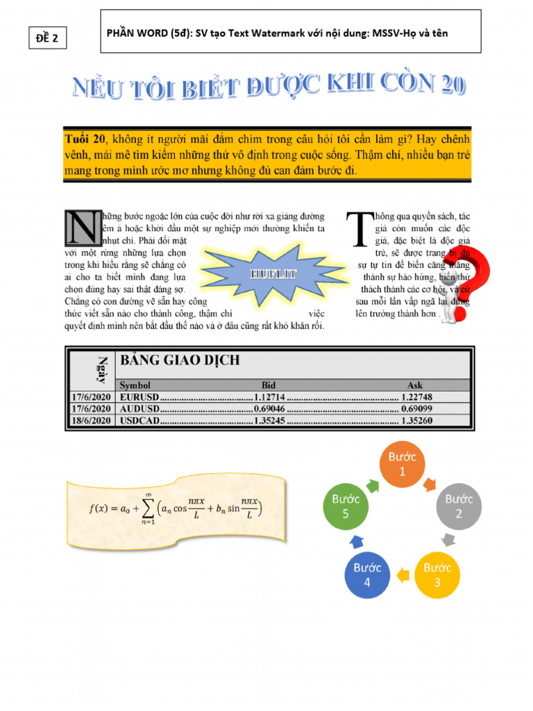 PH o Text Watermark V in I Dung: MSSV-H Và Tên | PDF