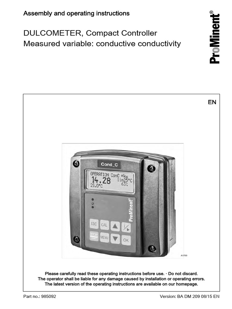 Buku Manual Dulcometer-Compact-Conductivity En | PDF | Electrical ...