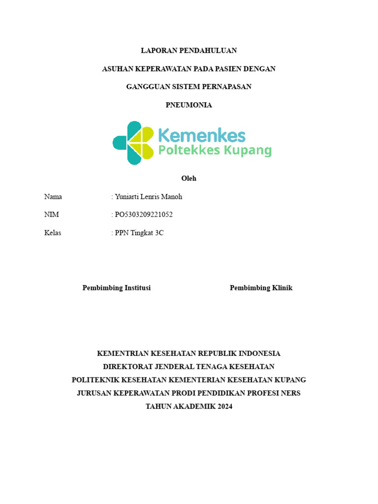 Laporan Pendahuluan Pneumonia | PDF