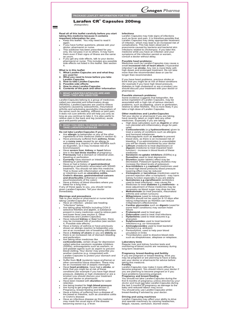 Larafen PIL | PDF | Nonsteroidal Anti Inflammatory Drug | Aspirin
