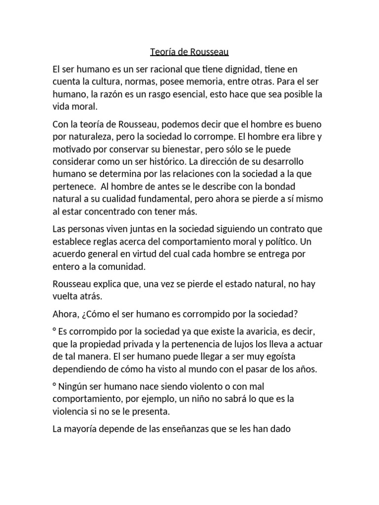 Teoría de Rousseau Martina Descovic | PDF