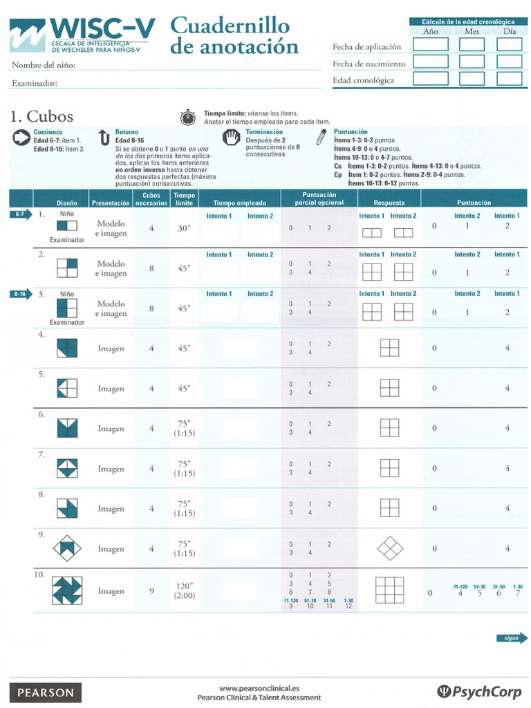 WISC-V Cuadernillao | PDF