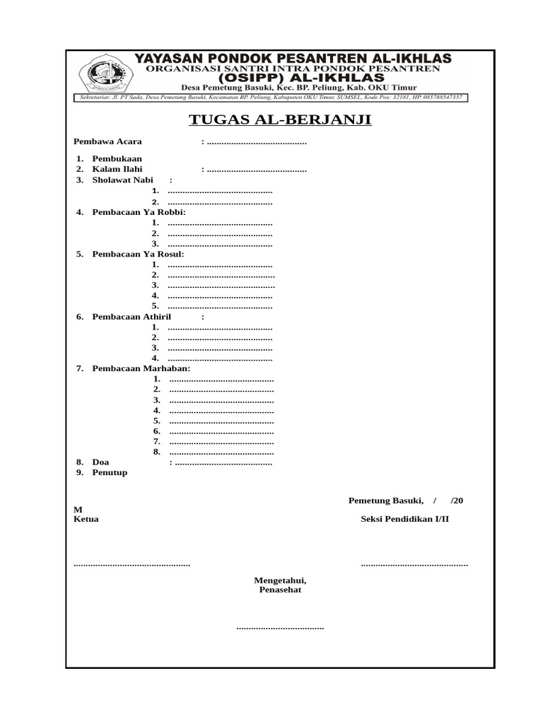 Format Tugas Kegiatan | PDF