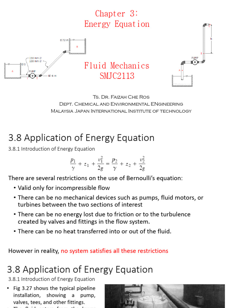 Energy Equation in Fluid Mechanics | PDF | Pump | Fluid Dynamics