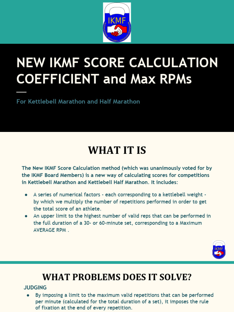 NEW IKMF SCORE CALCULATION METHOD COEFFICIENTS and Maximum RPM Aug 2020 ...