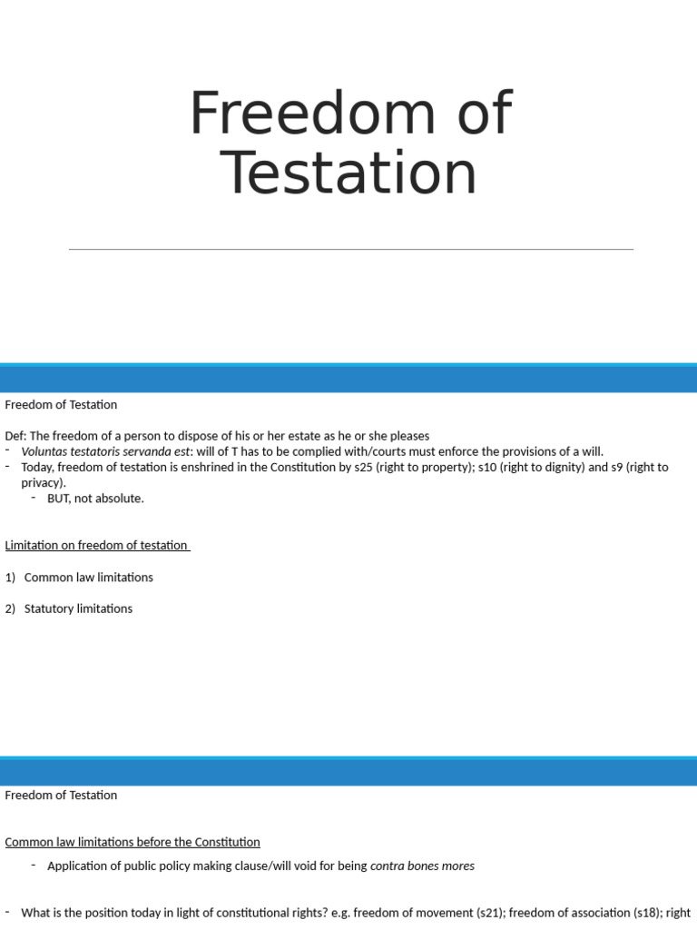 Freedom of Testation | PDF | Discrimination | Inheritance