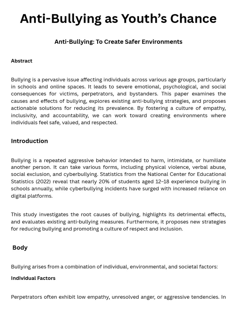 Anti-Bullying as Youth’s Chance.pdf | PDF | Bullying | Cyberbullying
