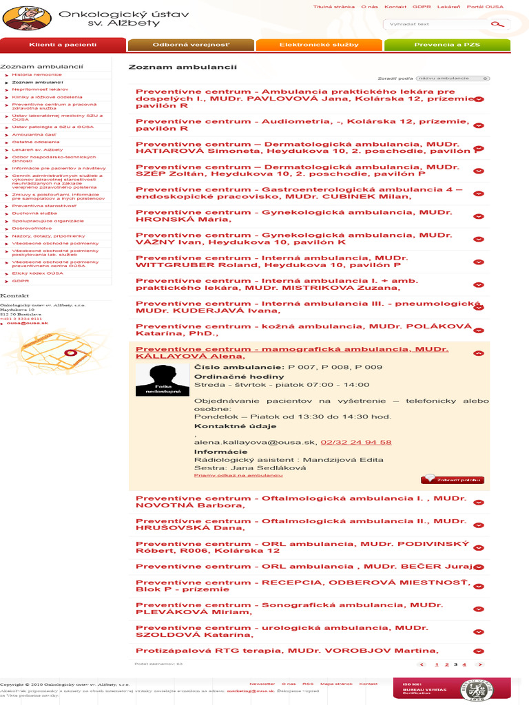 ZOZNAM AMBULANCIÍ - WWW - Ousa.sk | PDF