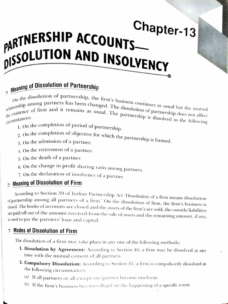 Dissolution of Partnership and Firm Guide | PDF | Debits And Credits ...