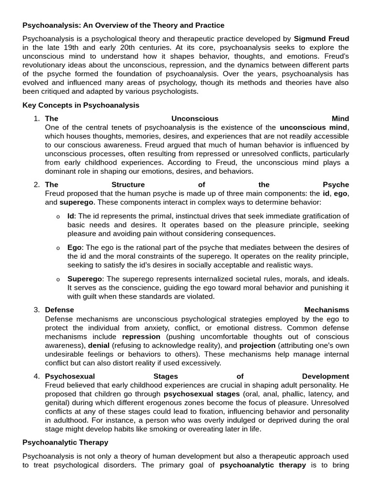 Psychoanalysis | PDF | Id | Psychoanalysis
