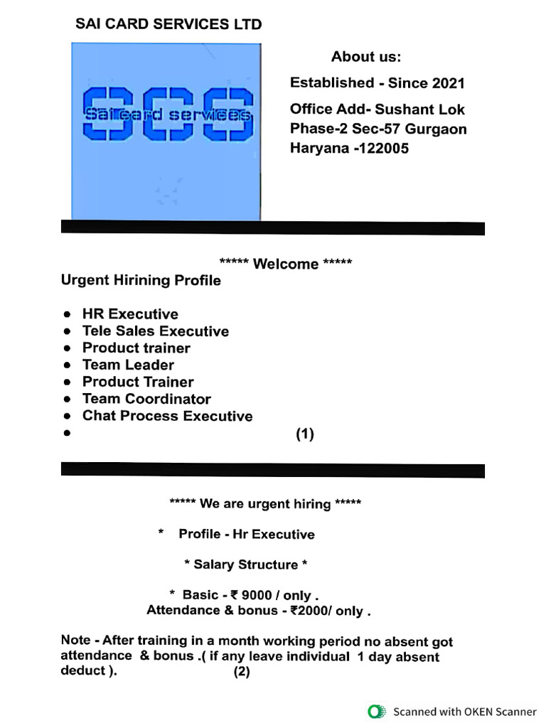Sai Card Services Ltd. Scanner | PDF