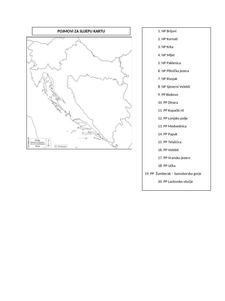 Geografija - 2.razred - Slijepa Karta - Zaštićena Područja | PDF
