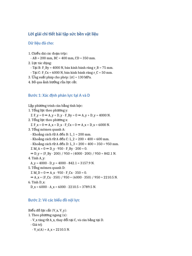 Loi Giai Bai Tap Suc Ben Vat Lieu | PDF